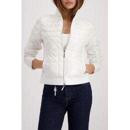 Steppjacke monari "Jacke Stepp + Neopren", Damen, Gr. 46, off, wei&szlig;, Web, Obermaterial: 100% Polyamid. Einsatz: 92% Polyester, 8% Elasthan. F&uuml;llung: 100% Polyester. &Auml;rmel: 92% Polyester, 8% Elasthan, unifarben, regular fit normal, hoch geschlossener Ausschnitt, abgesteppte Kante, Jacken Steppjacke, Neopren-Details, Regular Fit, Linker &Auml;rmel mit Patch