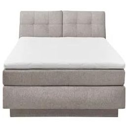 Boxspringbett "Fairfield", beige, B:146cm L:242cm, 92% Polyester, 8% Nylon, SET ONE BY Musterring, Komplettbetten, Boxspringbett, mit Bettkasten, Kopfteil in Kassettenoptik, Breite 120 oder 140 cm