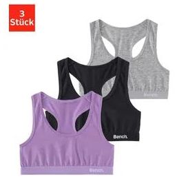 Bustier Bench., M&auml;dchen, Gr. 146/152, N-Gr, lila (lila, schwarz, grau), Jersey, Obermaterial: 92% Baumwolle, 8% Elasthan, unifarben, Basic, k&ouml;rpernah, BHs Bustier, im sportlichen Look mit Ringerr&uuml;cken