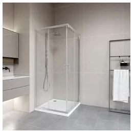 Eckdusche MARWELL "FERMO II", wei&szlig;, neutral, B:90cm H:195cm T:90cm, Duschkabinen, Glasdusche mit Eckeinstieg und Gleitt&uuml;ren