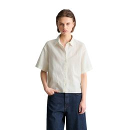 Marc O'Polo Kurzarmbluse MARC O'POLO DENIM "relaxed aus Leinen-Baumwolle-Mix", Damen, Gr. XL, silky wei&szlig;, Web, Obermaterial: 56% Leinen, 44% Baumwolle, relaxed fit normal, Blusen