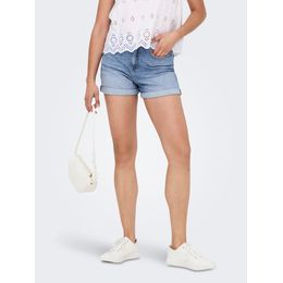 Jeansshorts Only "ONLJOSEPHINE", Damen, Gr. M (38), N-Gr, blau (light blau denim), Denim/Jeans, Obermaterial: 99% Baumwolle, 1% Elasthan, unifarben, kurz, Jeans Jeansshorts, Baumwollmischung, regular fit
