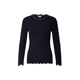 Sweatshirt oxmo "Langarmshirt OXNSuna Lace", Damen, Gr. L, grau (meteorite), Obermaterial: 47% Baumwolle CO. 47% Modal CMD. 6% Elasthan EL., Sweatshirts Sweatshirt