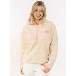 Hoodie Zwillingsherz "Zwillingsherz", Damen, Gr. L, light beige, Obermaterial: 100% Polyester, Sweatshirts Hoodie, kuschelig, praktischer Zipper, Kontrastdetails, Kapuze, Rubberpatch