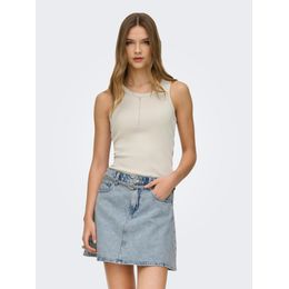Tanktop Only "ONLVAL 2-WAY TANK TOP JRS NOOS", Damen, Gr. XL, pumice stone, Jersey, Obermaterial: 95% Baumwolle, 5% Elasthan, unifarben, normal, Rundhals, Tops Tanktop, Baumwollmischung, Rundhals