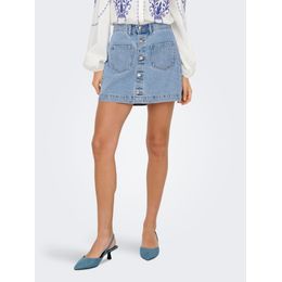 Jeansrock Only "ONLAMAZING HW SKIRT TAI DNM NOOS", Damen, Gr. S (36), blau (light blau denim), Denim/Jeans, Obermaterial: 100% Baumwolle, unifarben, kurz, R&ouml;cke Jeansrock