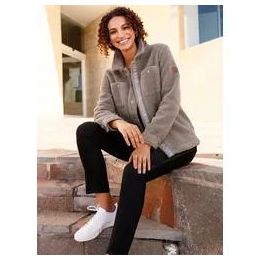 Langjacke Casual Looks, Damen, Gr. 46, grau (taupe), 100% Polyester, unifarben, Jacken Langjacke