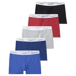Boxer Bench. "Boxershorts f&uuml;r Jungen", Kinder, Gr. 182, 5 Stk., schwarz (rot, blau, hellblau, grau, schwarz), Jersey, Obermaterial: 95% Baumwolle, 5% Elasthan, unifarben, k&ouml;rpernah, Unterhosen, mit Logo-Webbund