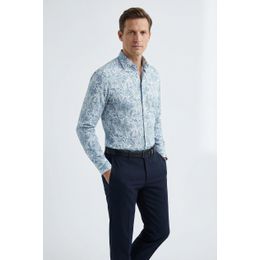 Langarmhemd OLYMP "Big & Tall", Herren, Gr. 48, N-Gr, bleu, Web, Obermaterial: 100% Baumwolle, gemustert, normal, 2-Knopf-Manschette verstellbar, Hemden, New Kentkragen, comfort fit