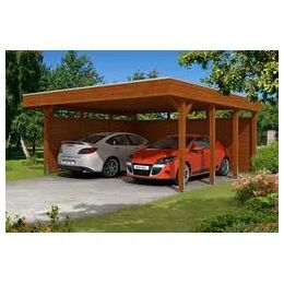 Skan Holz Doppelcarport SKANHOLZ "Friesland 3", braun, B/H/T: 210cm x, Carports, mit Seiten- und R&uuml;ckw&auml;nden