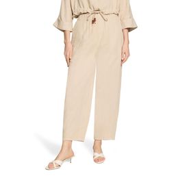 Leinenhose Cartoon "Damen mit Gummizug", Damen, Gr. 40, Normalgr&ouml;&szlig;en, beige, Leinenmischung, Obermaterial: 55% Leinen, 45% Viskose, weit lang, Hosen