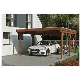 Skan Holz Einzelcarport SKANHOLZ "Grunewald", braun, B/H/T: 395cm x, Carports, mit EPDM-Dach