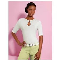 CR&Eacute;ATION L Langarmshirt CREATION L "Modal-Shirt", Damen, Gr. 40, ecru, 95% Modal, 5% Elasthan, unifarben, Rundhals, Shirts Langarmshirt