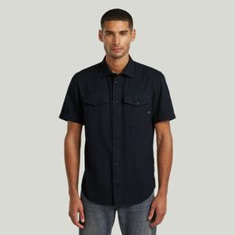G-Star Raw Kurzarmhemd G-STAR "Marine Slim Shirt", Herren, Gr. L, N-Gr, salute gd, Web, Obermaterial: 100% Baumwolle, schmal, abgesteppte Kante, Hemden, mit aufgesetzten Taschen
