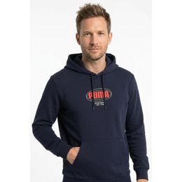 Kapuzensweatshirt Puma "ESS LOGO LAB STORY 1 HOODIE TR", Herren, Gr. L, new navy, Sweatware, Obermaterial: 68% Baumwolle, 32% Polyester, bedruckt, regular fit normal, angesetztes B&uuml;ndchen, Sweatshirts, Regular Fit, mit Kapuze, mit K&auml;ngurutasche, sportlicher Stil