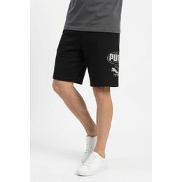 Trainingsshorts Puma "ESS LOGO LAB STORY 1 SHORTS 10&rsquo;&rsquo; TR", Herren, Gr. L, N-Gr, Puma schwarz, Sweatware, Obermaterial: 68% Baumwolle, 32% Polyester, bedruckt, regular fit ca. Mitte Knie, Hosen, Regular Fit, sportlicher Stil, mit Eingrifftaschen