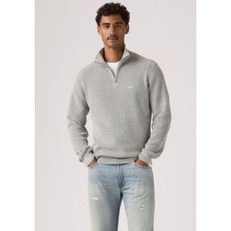 Levi's Strickpullover LEVI'S "HM QUARTER ZIP SWEATER", Herren, Gr. XL, mid tone grau heather, Strick, Obermaterial: 100% Baumwolle, unifarben, normal h&uuml;ftbedeckend, Rundhals, B&uuml;ndchen, Pullover Strickpullover, mit Zipper und Struktur