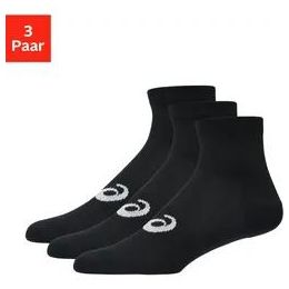 Laufsocken asics "3 PACK QUARTER SOCK", Damen, Gr. L (43/46), performance schwarz, Obermaterial: 69% Baumwolle, 24% Polyester, 5% Nylon, 2% sonstige Fasern, Socken, f&uuml;r Fitnessaktivit&auml;ten, mit Mesh-Knit-Gewebe, mit D&auml;mpfung