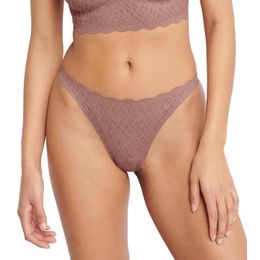 String Sloggi "ZERO Feel Bliss String", Damen, Gr. M, braun (cacao), Spitze, Obermaterial: 76% Polyamid, 24% Elasthan, Unterhosen String, unsichtbar mit Spitzenoptik