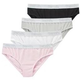 Slip Bench., M&auml;dchen, Gr. 122/128, 4 Stk., rosa, grau, wei&szlig;, schwarz, Jersey, Obermaterial: 92% Baumwolle, 8% Elasthan, unifarben, k&ouml;rpernah, Unterhosen Slip, M&auml;dchen - mit weichem Logo-B&uuml;ndchen