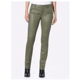 R&ouml;hrenhose Heine, Damen, Gr. 50, Normalgr&ouml;&szlig;en, gr&uuml;n (khaki), 98% Baumwolle, 2% Elasthan, Beschichtung:100% Polyurethan, unifarben, lang, Hosen