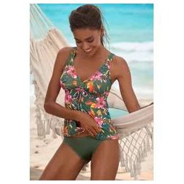 B&uuml;gel-Tankini-Top Lascana "Malia", Gr. 38, Cup D, oliv bedruckt, Microfaser, bedruckt, Bikini-Oberteile, mit tropischem Print