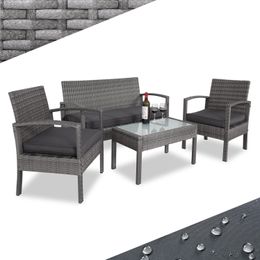 Casaria Polyrattan Garten-Sitzgruppe 4-tlg Grau/Anthrazit
