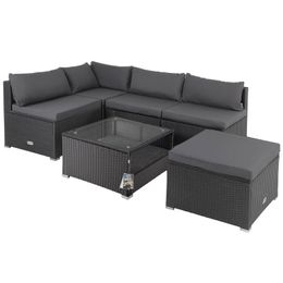 Casaria Polyrattan Ecklounge Schwarz/Anthrazit dicke R&uuml;ckenpolster