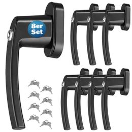 Monzana Fenstergriff 8er-Set Schwarz abschlie&szlig;bar