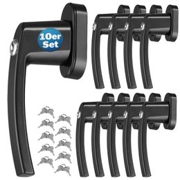 Monzana Fenstergriff 10er-Set Schwarz abschlie&szlig;bar