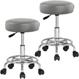 Casaria Rollhocker 2er-Set Kunstleder Grau 360&deg; drehbar