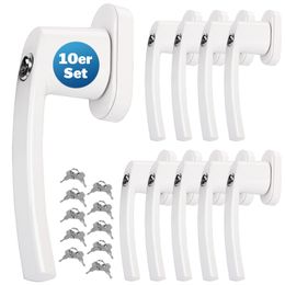 Monzana Fenstergriff 10er-Set Wei&szlig; abschlie&szlig;bar