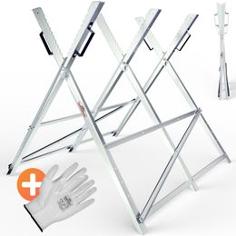 Monzana Holzs&auml;gebock Metall verzinkt 83x81x88cm