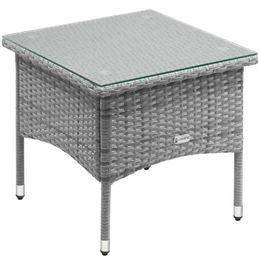 Casaria Polyrattan Beistelltisch Grau 50x50x45cm
