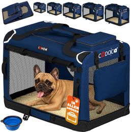 Cadoca Hundebox faltbar M 60x42x44cm Blau