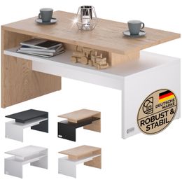 Casaria Couchtisch Sacramento Wei&szlig;/Eiche 95x55x50cm