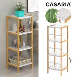 Casaria Standregal Bambus Wei&szlig; 110x33x34cm