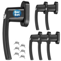 Monzana Fenstergriff 6er-Set Schwarz abschlie&szlig;bar