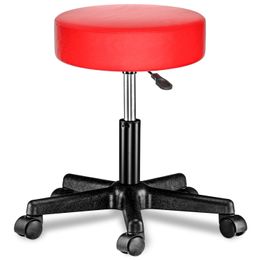 Casaria Rollhocker Kunstleder Rot 360&deg; drehbar