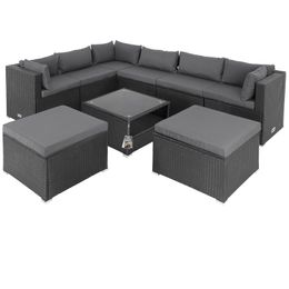 Casaria Polyrattan Ecklounge XXL Schwarz/Anthrazit inkl Kissen