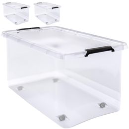 Deuba Aufbewahrungsbox 2er-Set Transparent 60x40x35cm 60L stapelbar