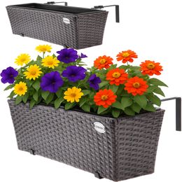Casaria Polyrattan Blumenkasten 2er-Set Braun