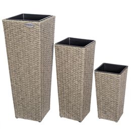 Casaria Polyrattan Blumentopf 3er-Set Creme
