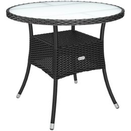 Casaria Polyrattan Tisch Schwarz &Oslash;80cm