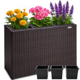 Casaria Polyrattan Blumentopf Braun 83x30,5x60cm