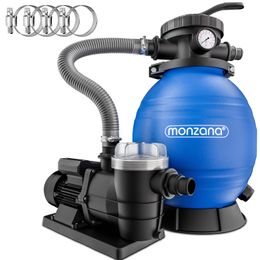 Monzana Sandfilteranlage Pool 9600 L/h mit Vorfilter 7-Wege Ventil