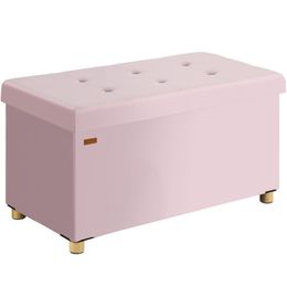 Casaria Sitzbank Rosa Samt 76x38x42cm mit Stauraum faltbar