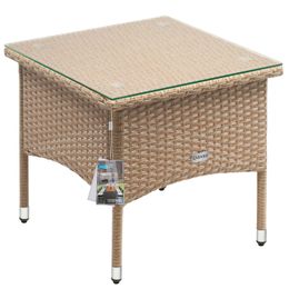 Casaria Polyrattan Beistelltisch Grau-Beige 50x50x45cm