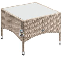 Casaria Polyrattan Beistelltisch Grau-Beige 58x58x42cm