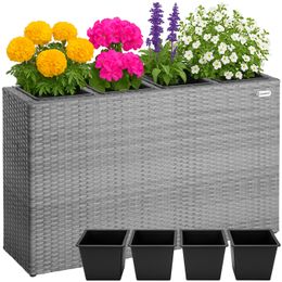 Casaria Polyrattan Blumentopf Grau 95x27x60cm